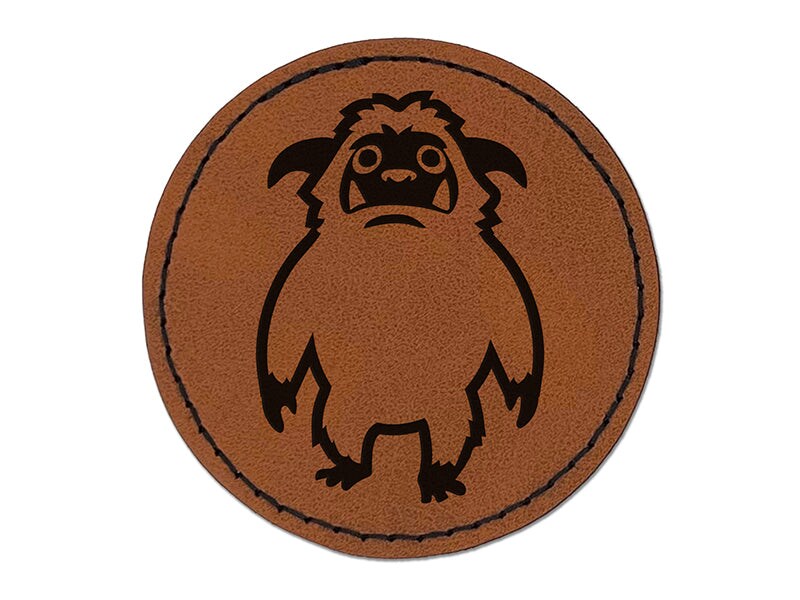 Abominable Snowman Yeti Monster Round Iron-On Engraved Faux Leather ...