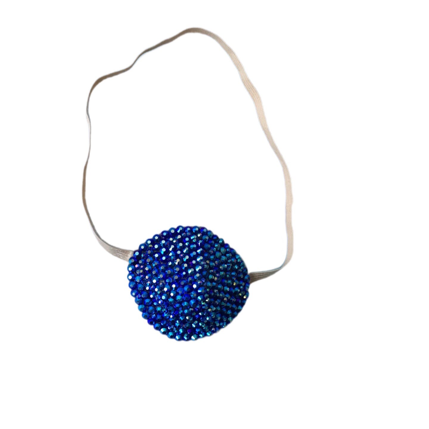 Sapphire Blue AB Iridescent Crystal Concave Beige Strap Eye Patch ...