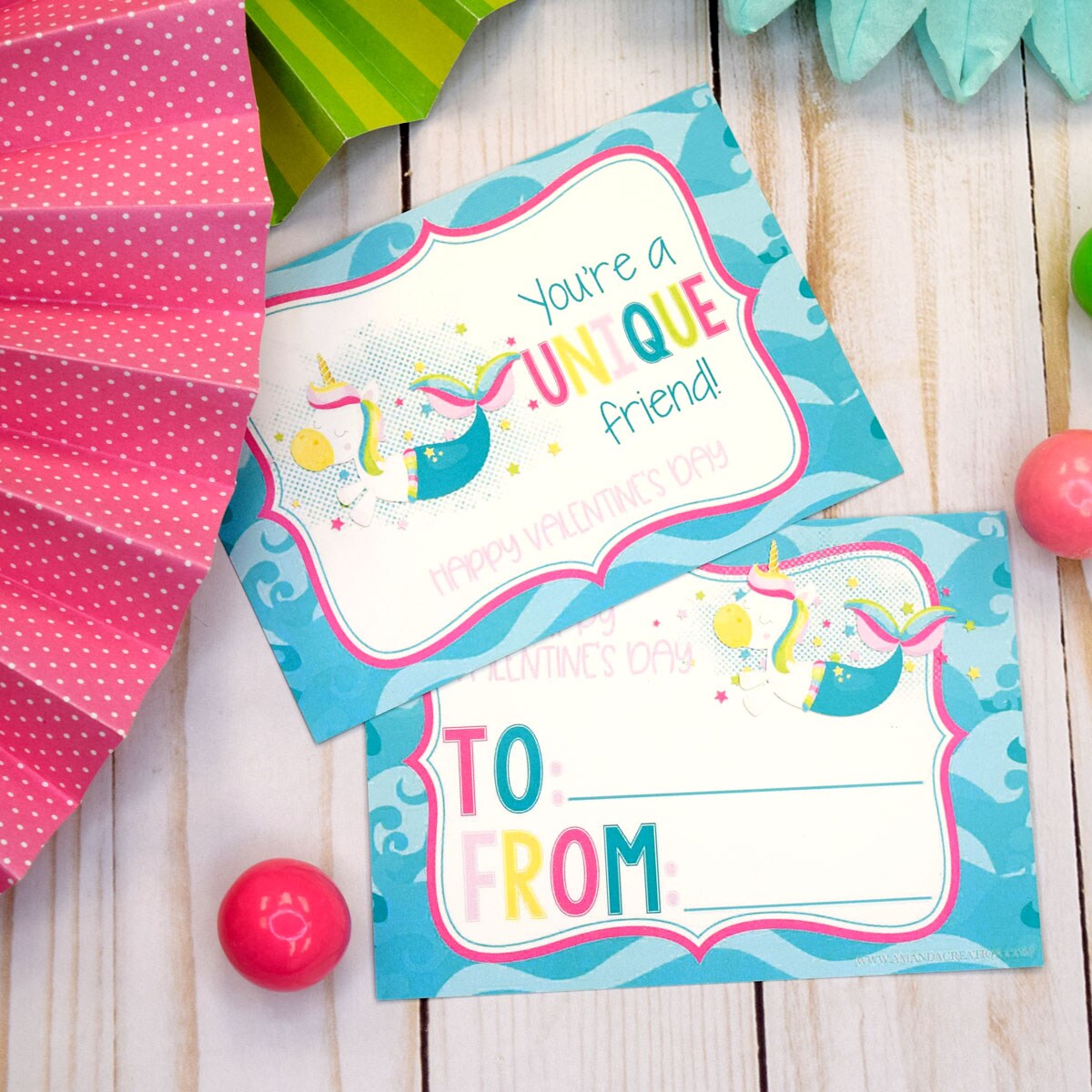 Mermaid Unicorn Classroom Valentine Exchange Cards | MakerPlace by Michaels