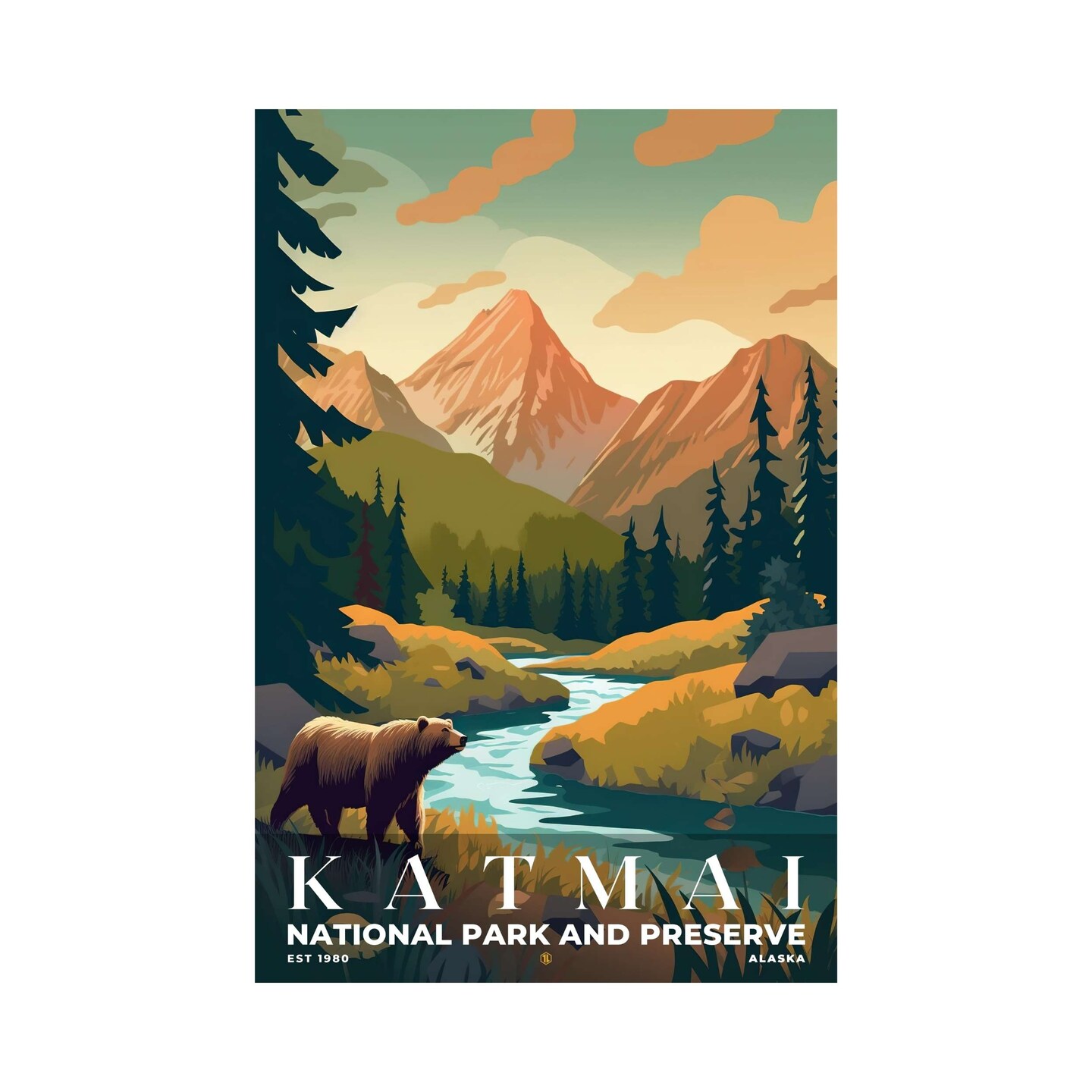 Katmai National Park and Preserve Poster, Travel Art, Office Poster ...