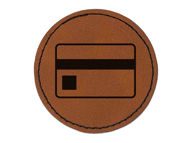 Credit Card Money Bills Round Iron-On Engraved Faux Leather Patch ...