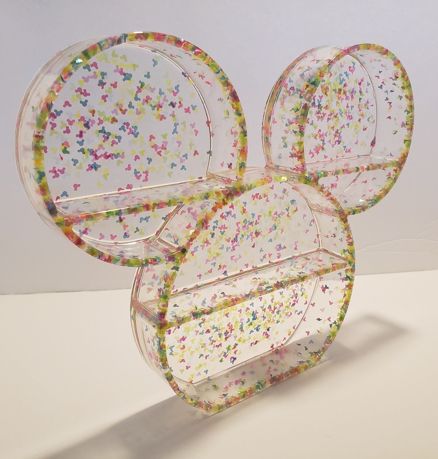 Handmade Handcrafted Mickey Mouse Head Shelf Clear with Mutli-Colored ...