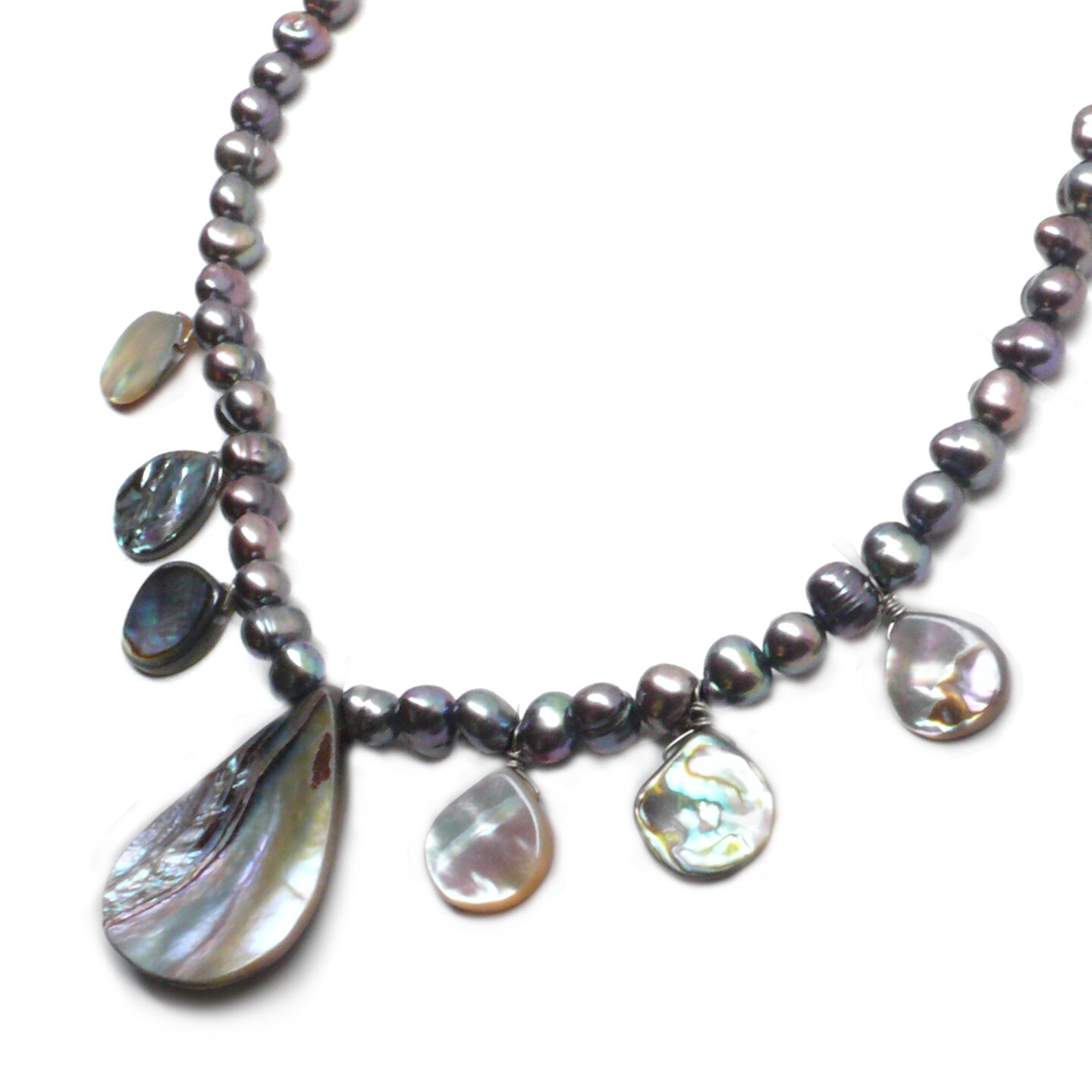 Seven Abalone Teardrops Cultured Freshwater Pearl Necklace | MakerPlace ...