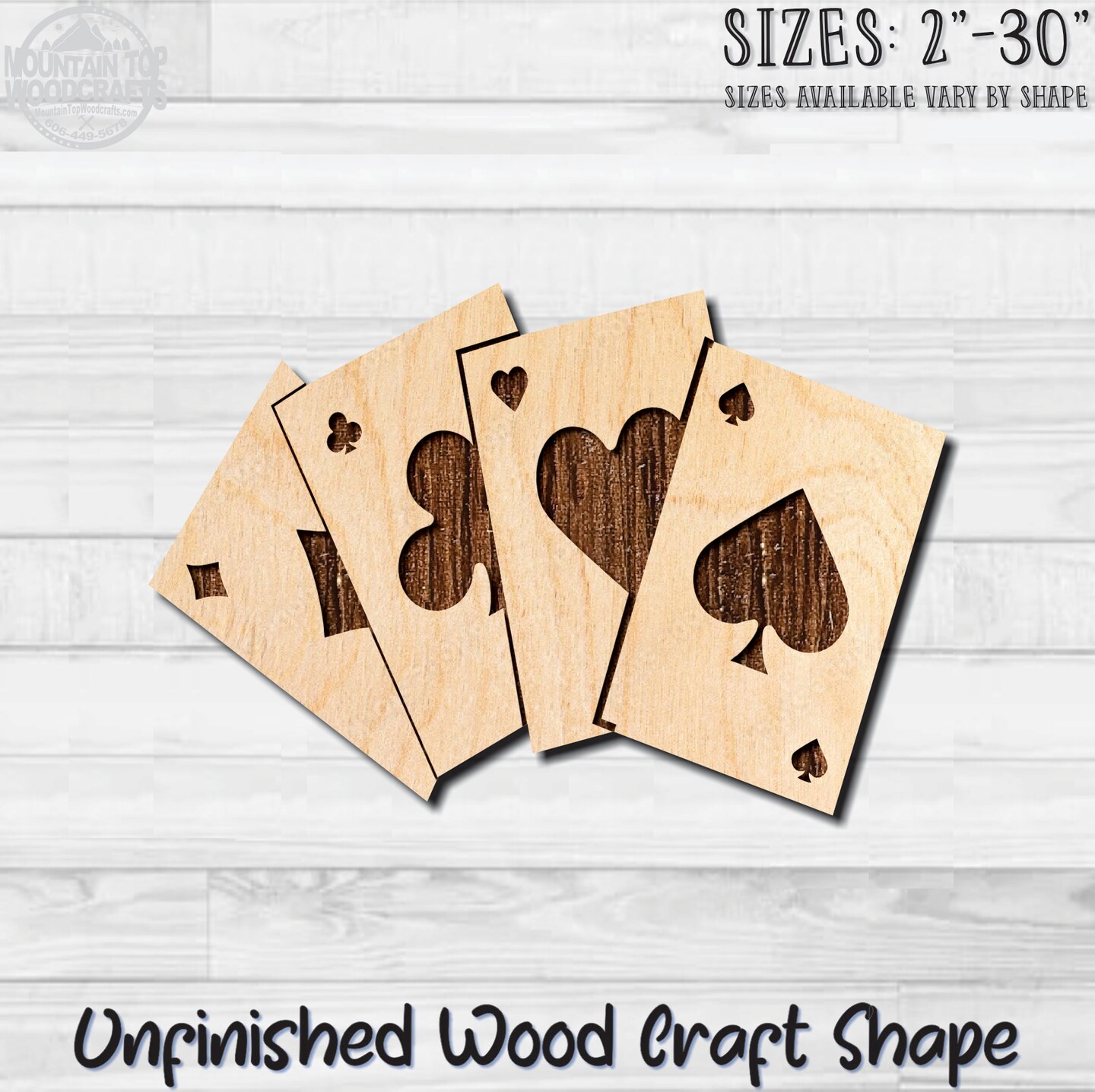 Playing Cards Unfinished Wood Shape Blank Laser Engraved Cut Out ...
