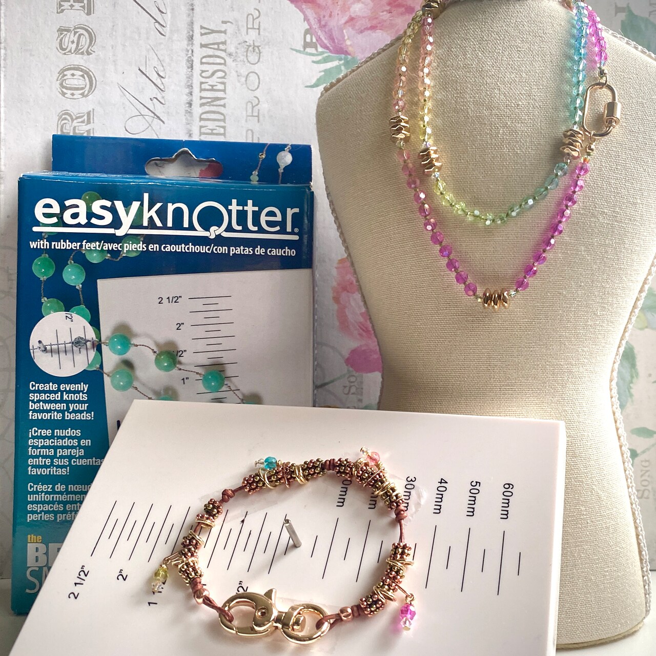 Hand Knotted Sunset Necklace and Hand Knotted Leather Bracelet with the ...