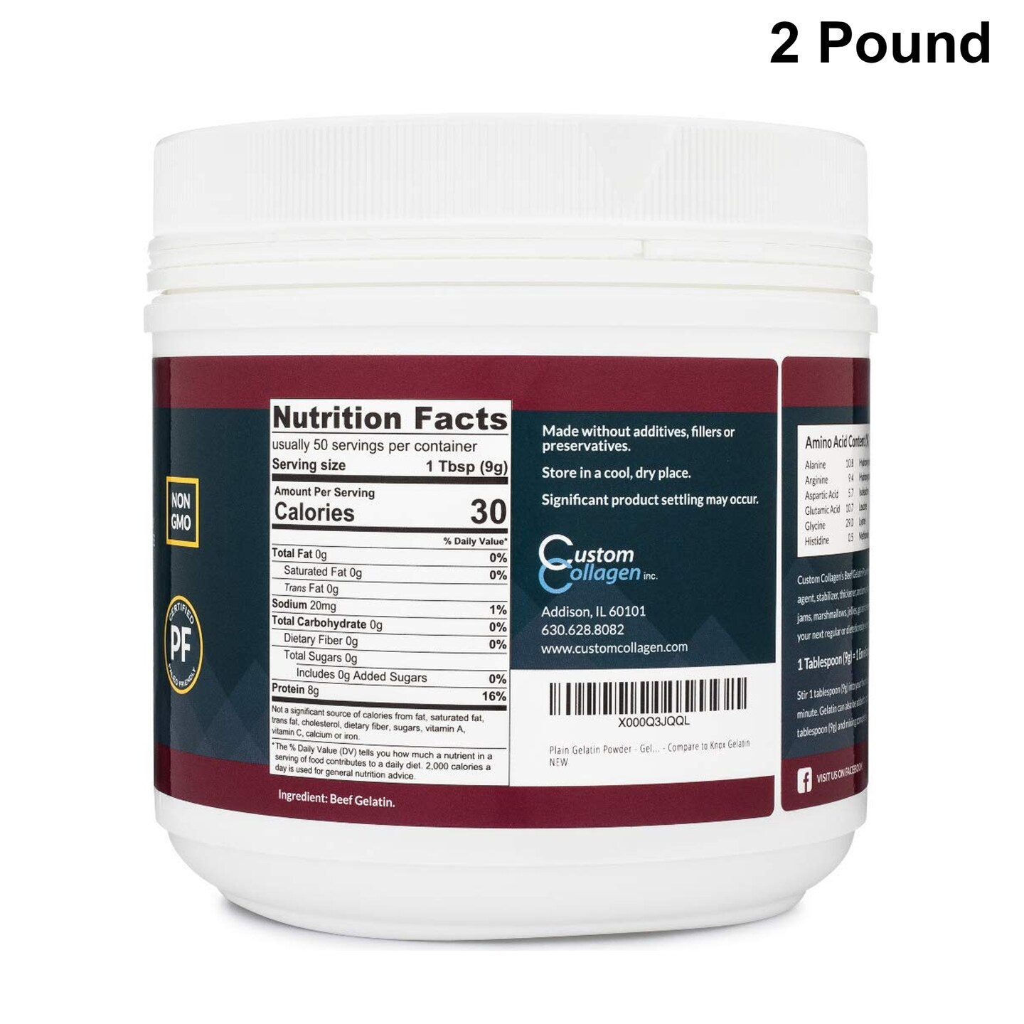 Gelatin Powder® - 1 lb (16oz) - Unflavored, Kosher, Pure - For Culinary ...