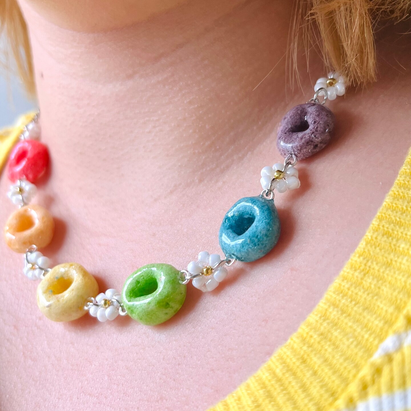 Vibrant Froot Loop Cereal Necklace, Spring Summer Beautiful Birthday ...