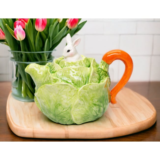 Ceramic Easter Bunny Teapot 16Oz Green Cabbage Mom | Michaels