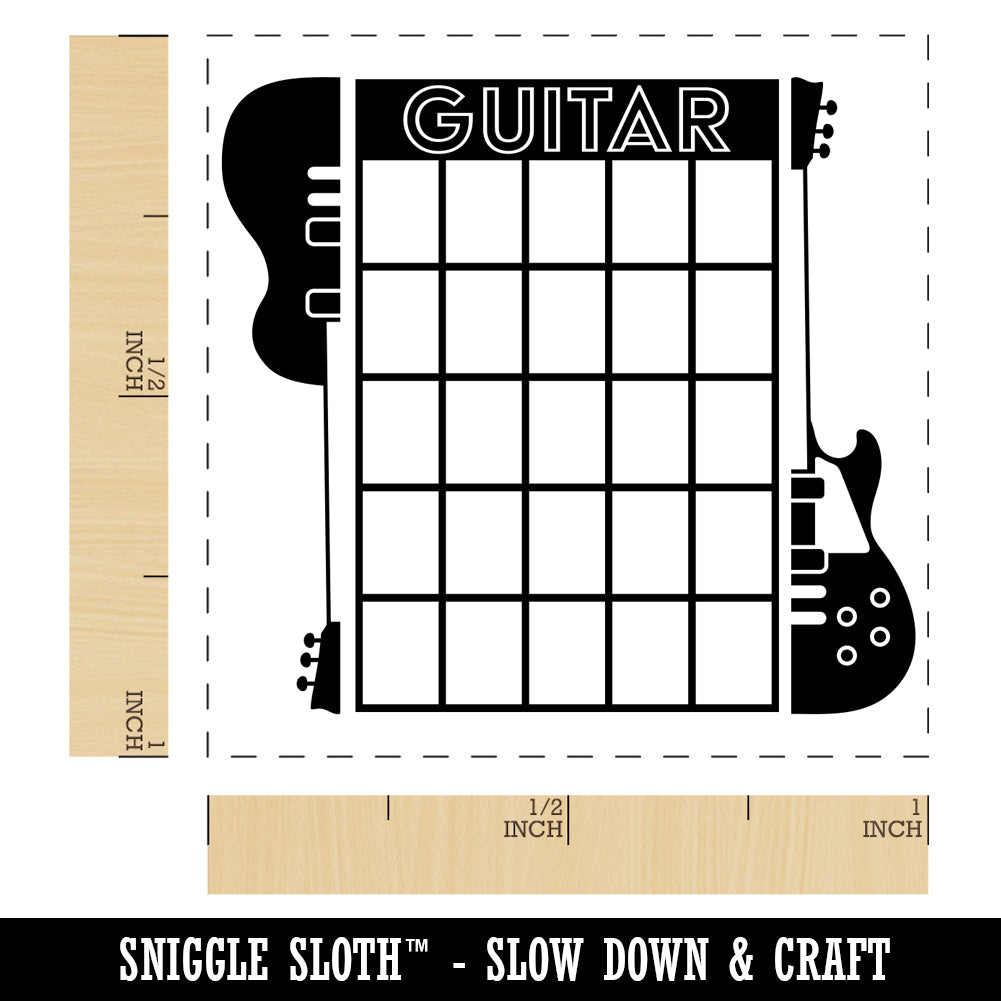 Split Electric Guitar Chord Chart Self-Inking Rubber Stamp Ink Stamper ...