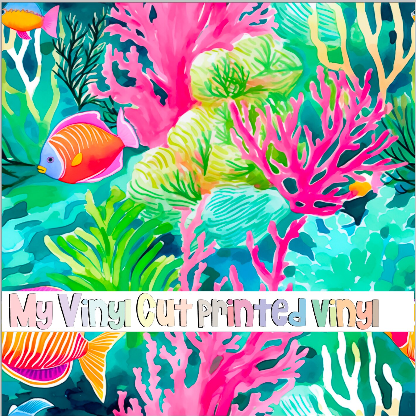 12 x 12 inch Sheet of Printed Vinyl or HTV in the Coral Reef E Pattern ...