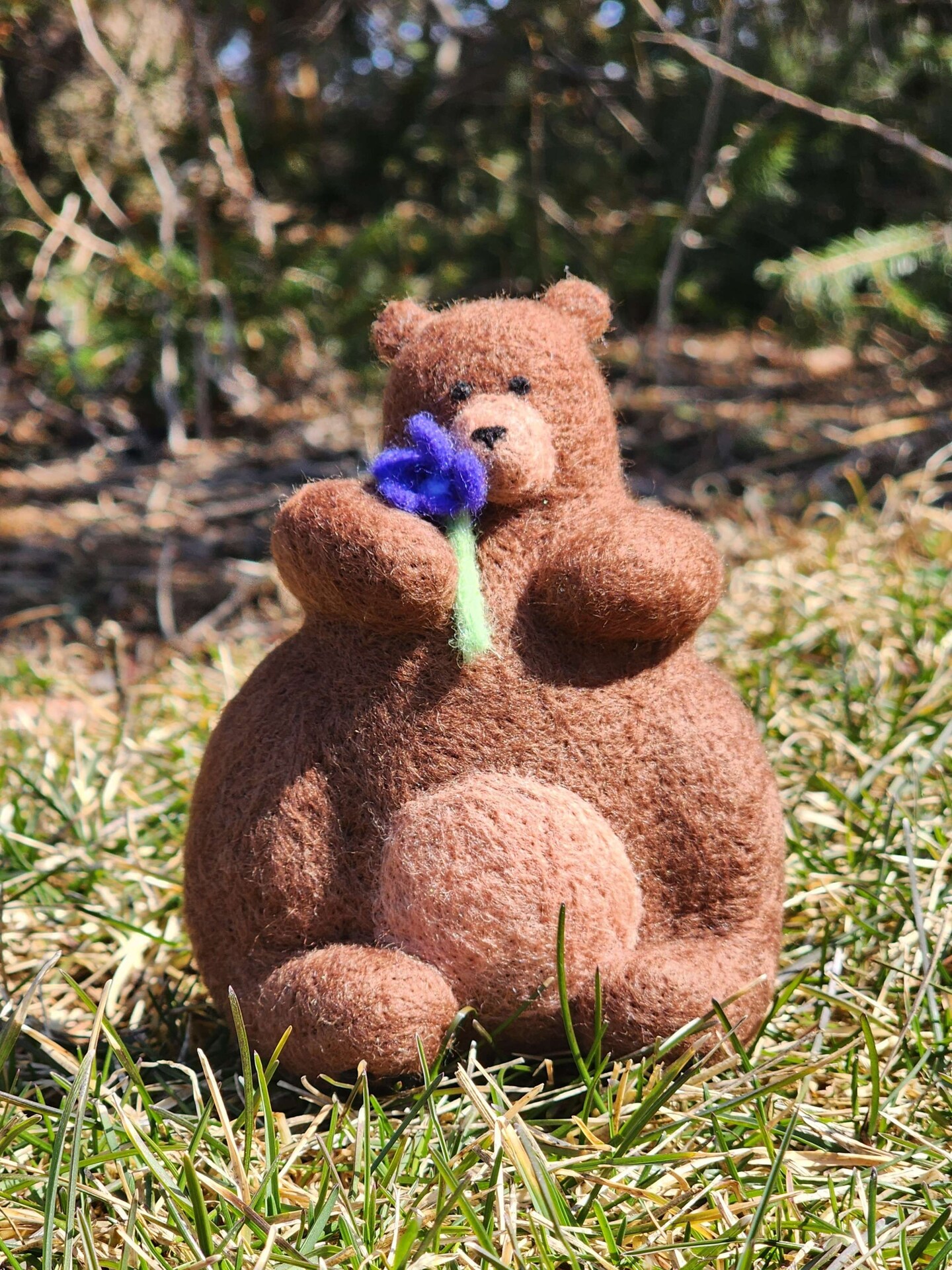 Needle Felted Brown Bear Cozy Soft Wool Figure Sculpture | MakerPlace ...