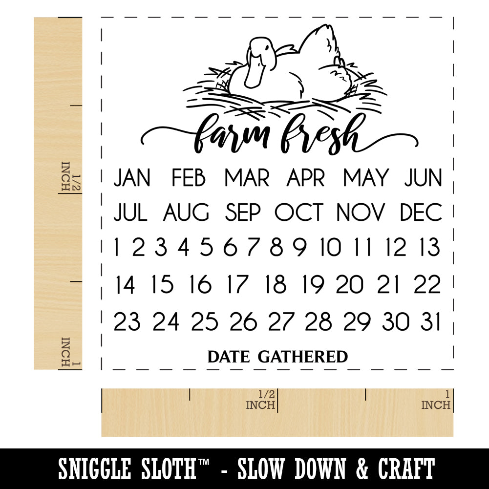 Farm Fresh Duck Egg Carton Perpetual Calendar Date Gathered Self-Inking ...