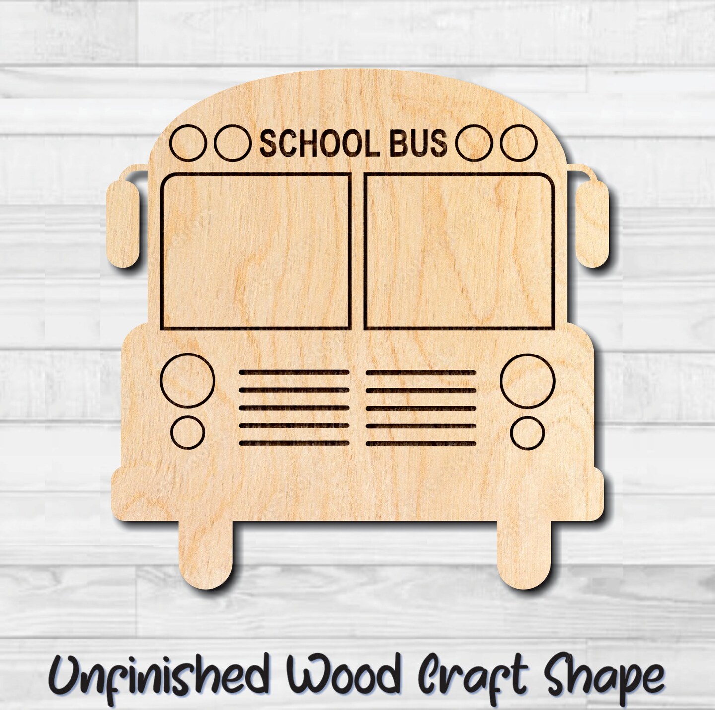 School Bus Laser Engraved Unfinished Wood Shape Craft Blank Laser ...