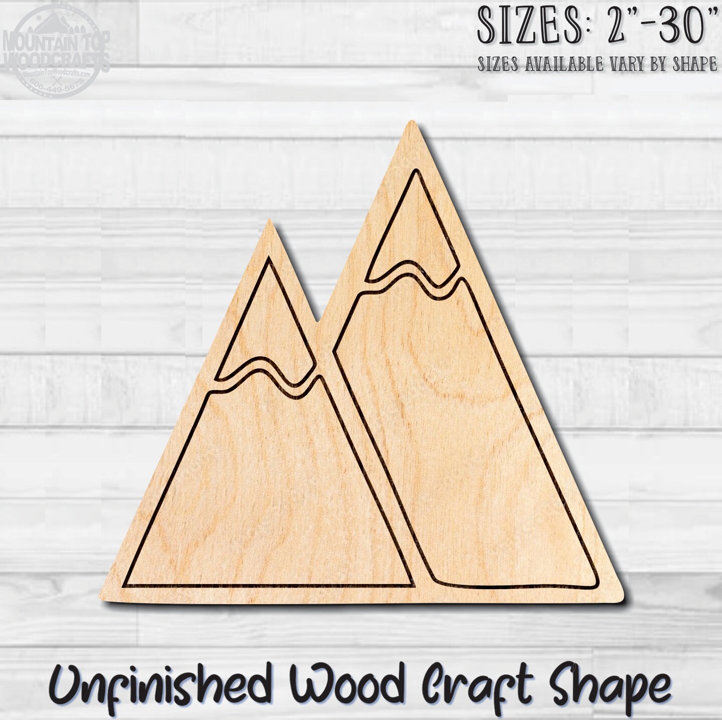 Mountains Mountain Nature Unfinished Wood Shape Blank Laser Engraved ...
