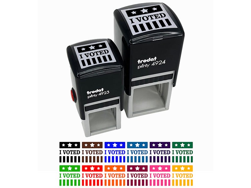 I Voted Stars and Stripes Patriotic Self-Inking Rubber Stamp Ink ...
