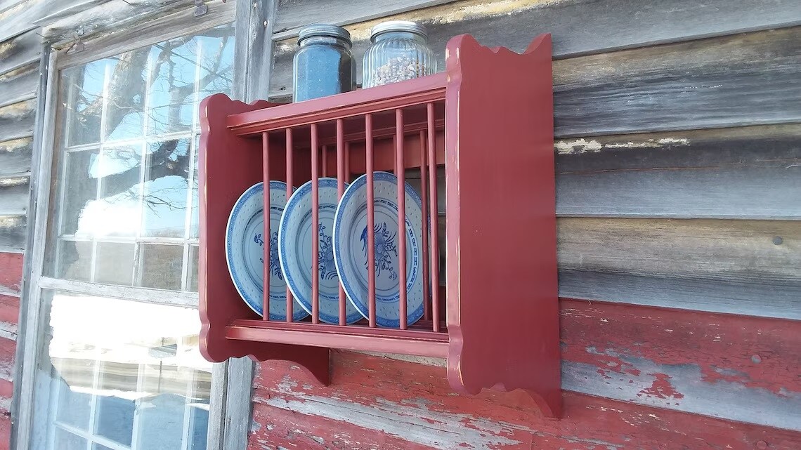 Hanging Single Tier 18" Plate Rack, Holds 8 Plates, Adaptation of 18th ...