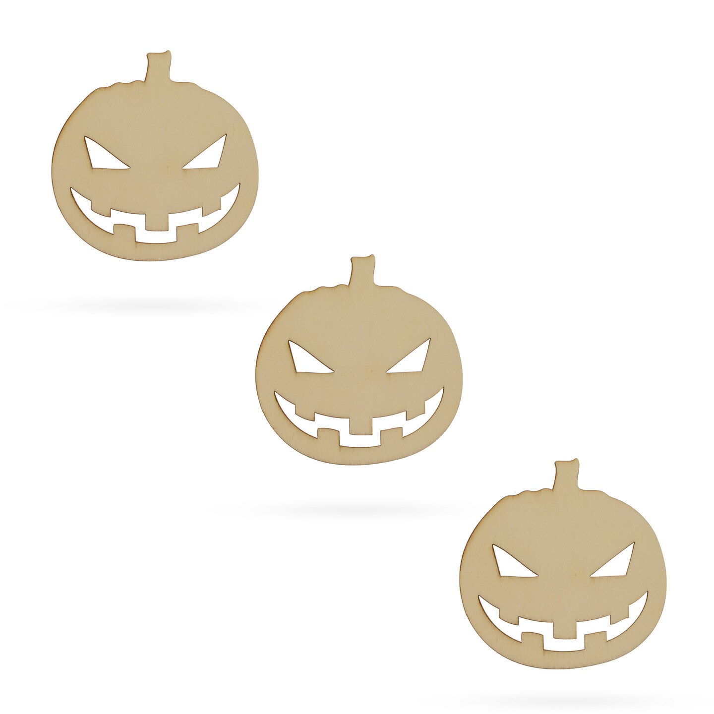 3 Pumpkin Faces Jack-o-lanterns Unfinished Wooden Shapes Craft Cutouts ...