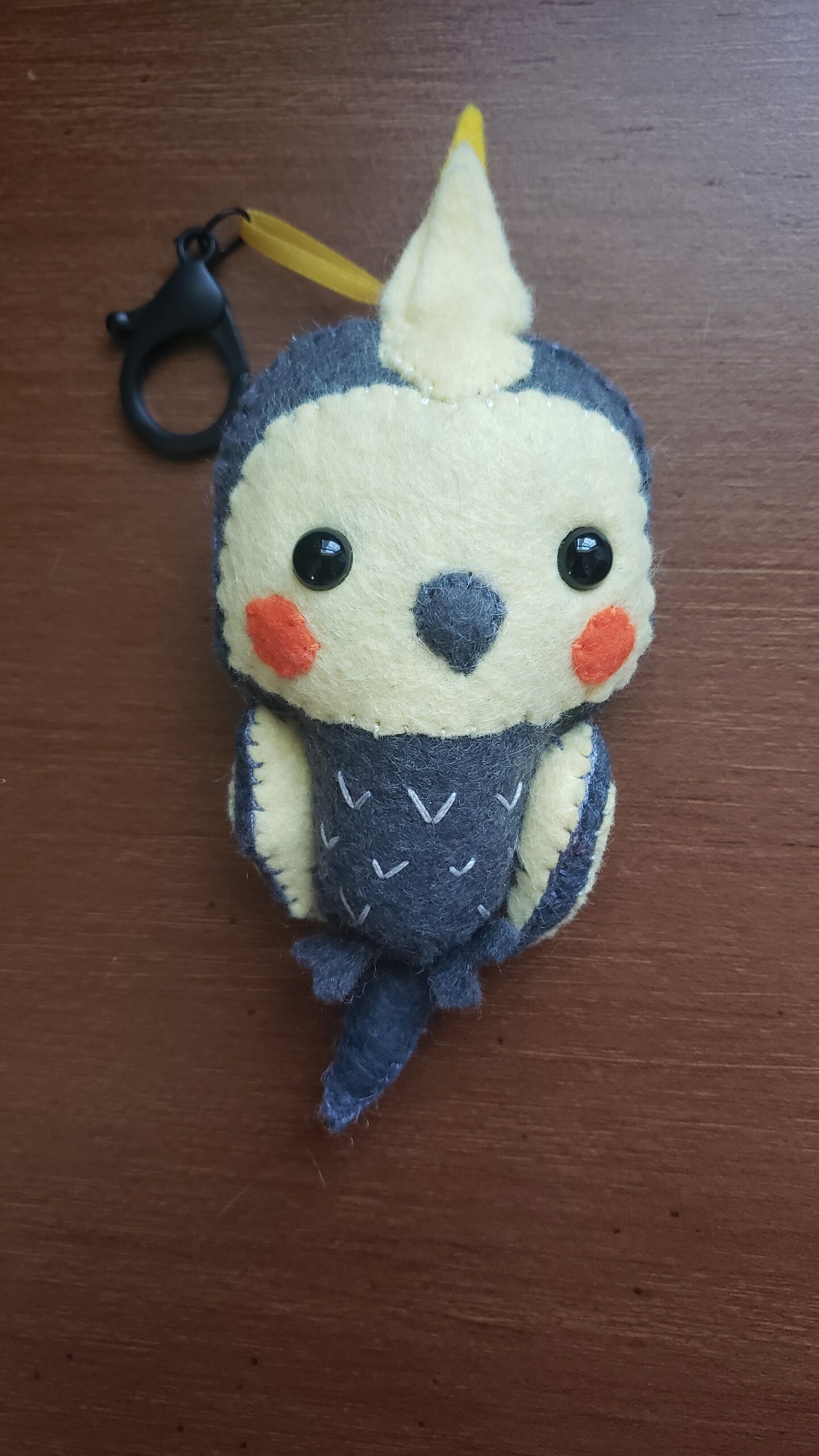 Gray Yellow Cockatiel Bird Soft Felt Keychain Plush Keychain ...