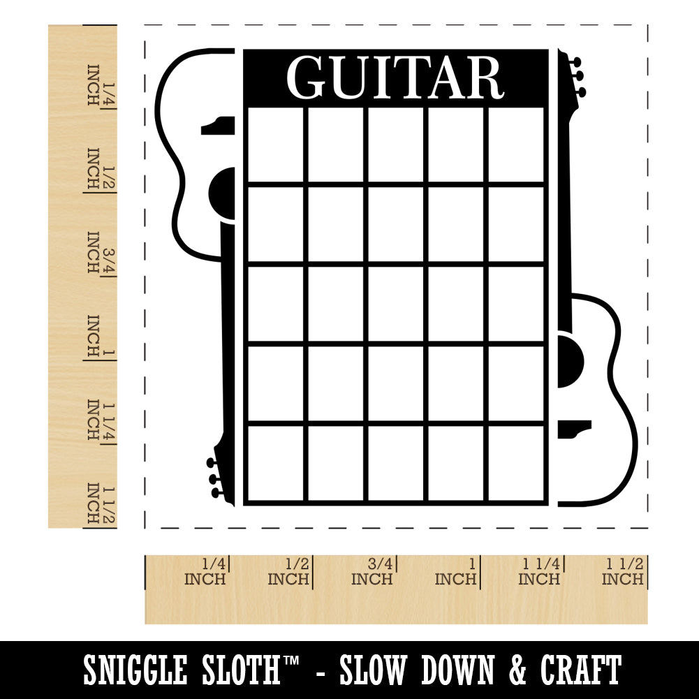 Split Acoustic Guitar Chord Chart Self-Inking Rubber Stamp Ink Stamper ...