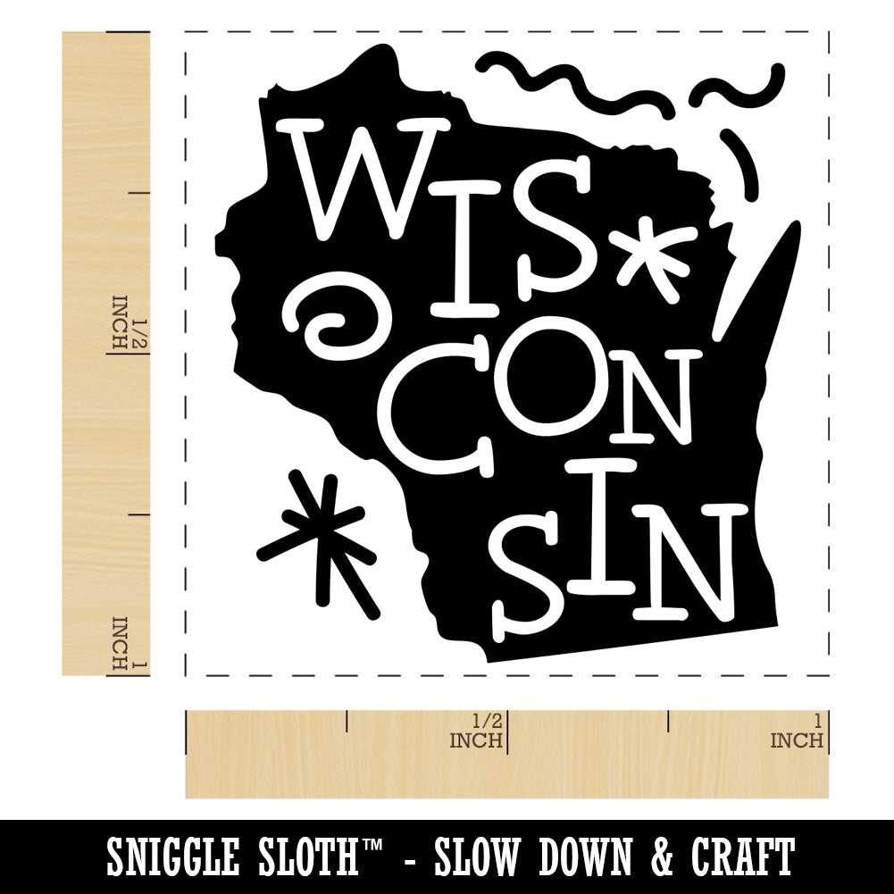 Wisconsin State with Text Swirls Self-Inking Rubber Stamp Ink Stamper ...