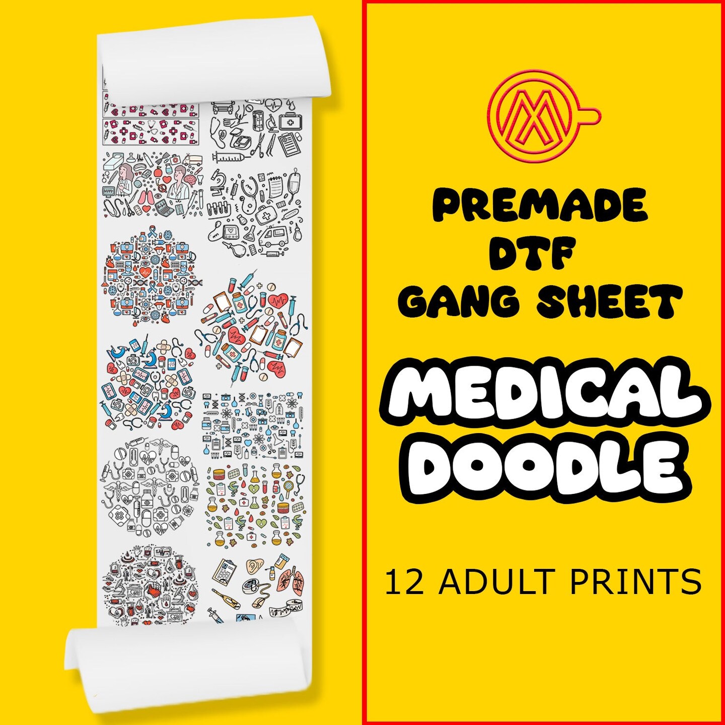 Medical Doodle Direct-to-Film DTF Transfer Gang Sheets - 22x60 | Michaels