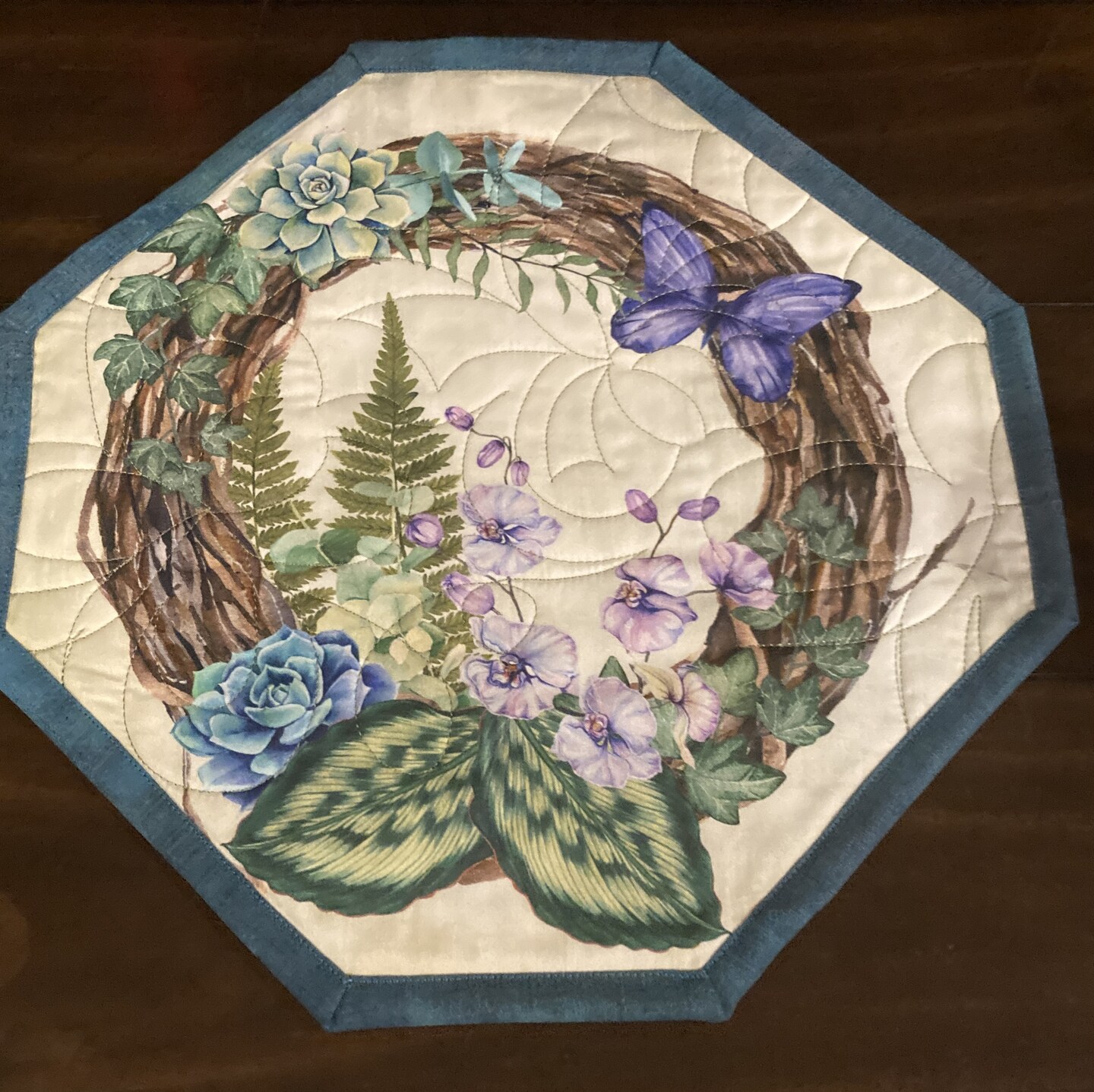 April Enchanted Woodland Octagon Quilted Table Topper | MakerPlace by ...