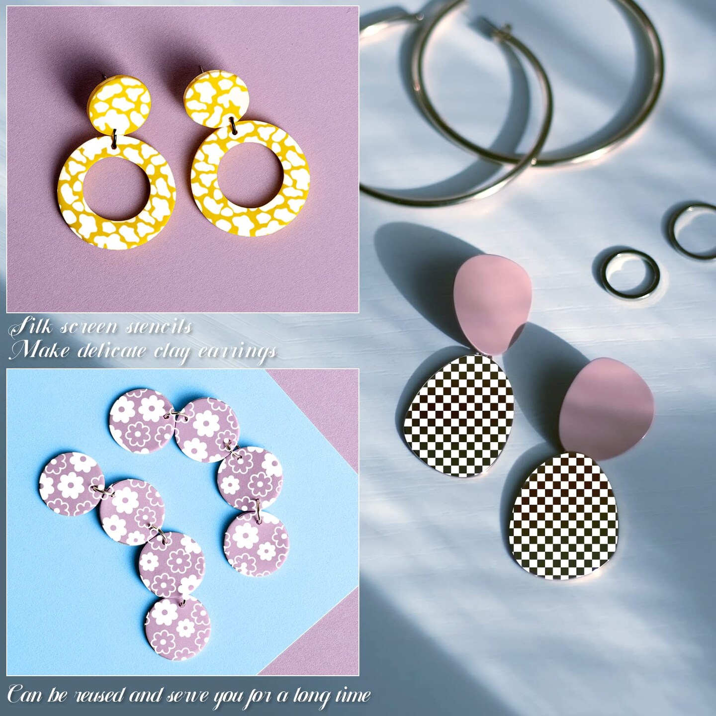 Silk Clay 4x5 Inch Clay Stencils Birch Tree Pattern Silk Stencils ...