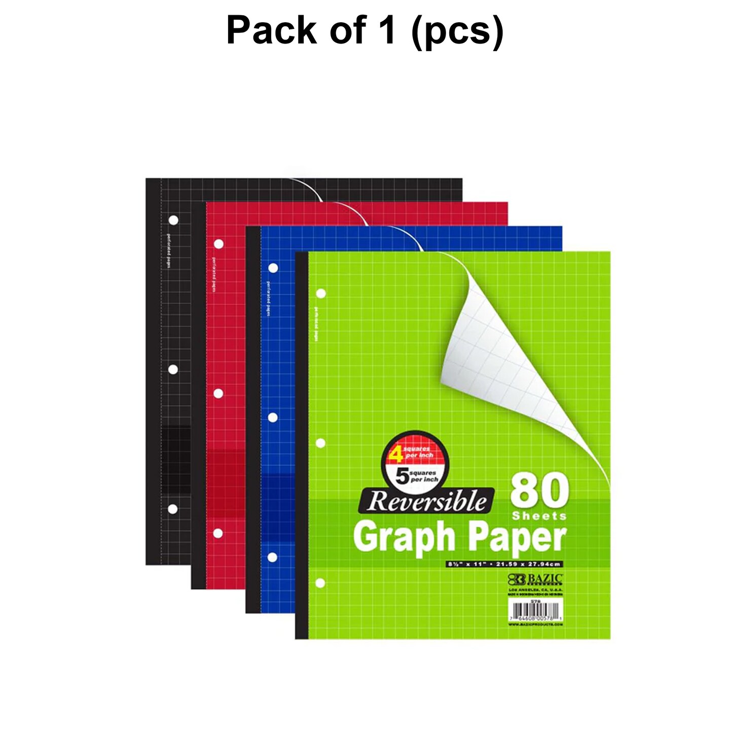 Wireless Notebook Reversible 4"/5" Quad Ruled 8.5" X 11" 80 Ct | MINA ...