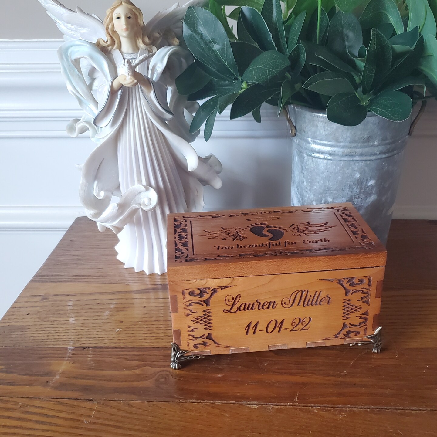 Infant Child Wood Cremation Urn for Human Ashes, Small Wooden Cremation ...