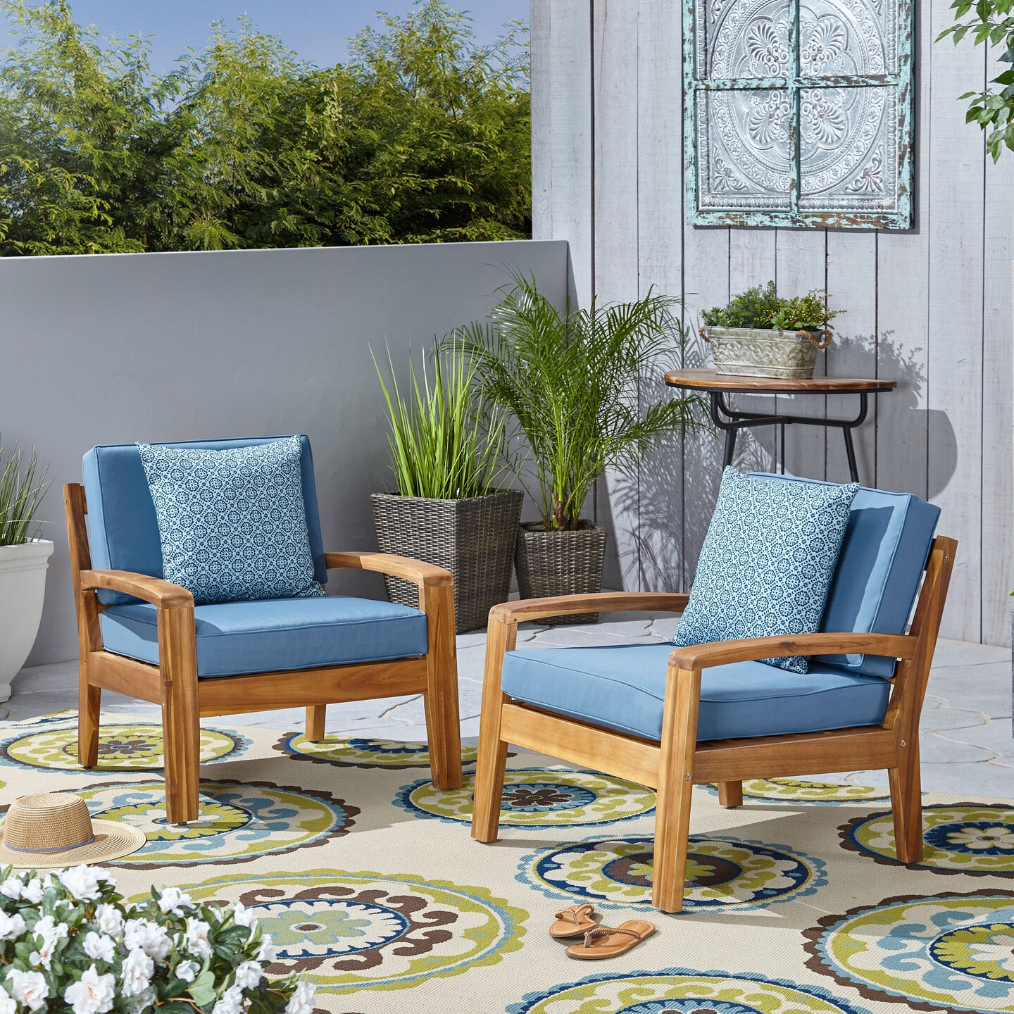 Outdoor acacia wood club chairs store