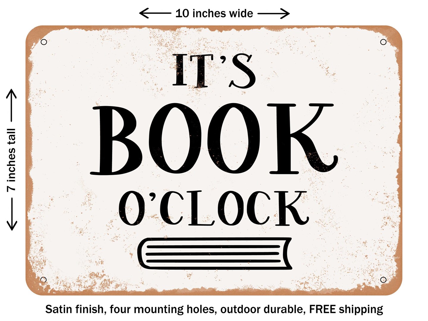 DECORATIVE METAL SIGN - It is Book O'clock - 2 - Vintage Rusty Look ...