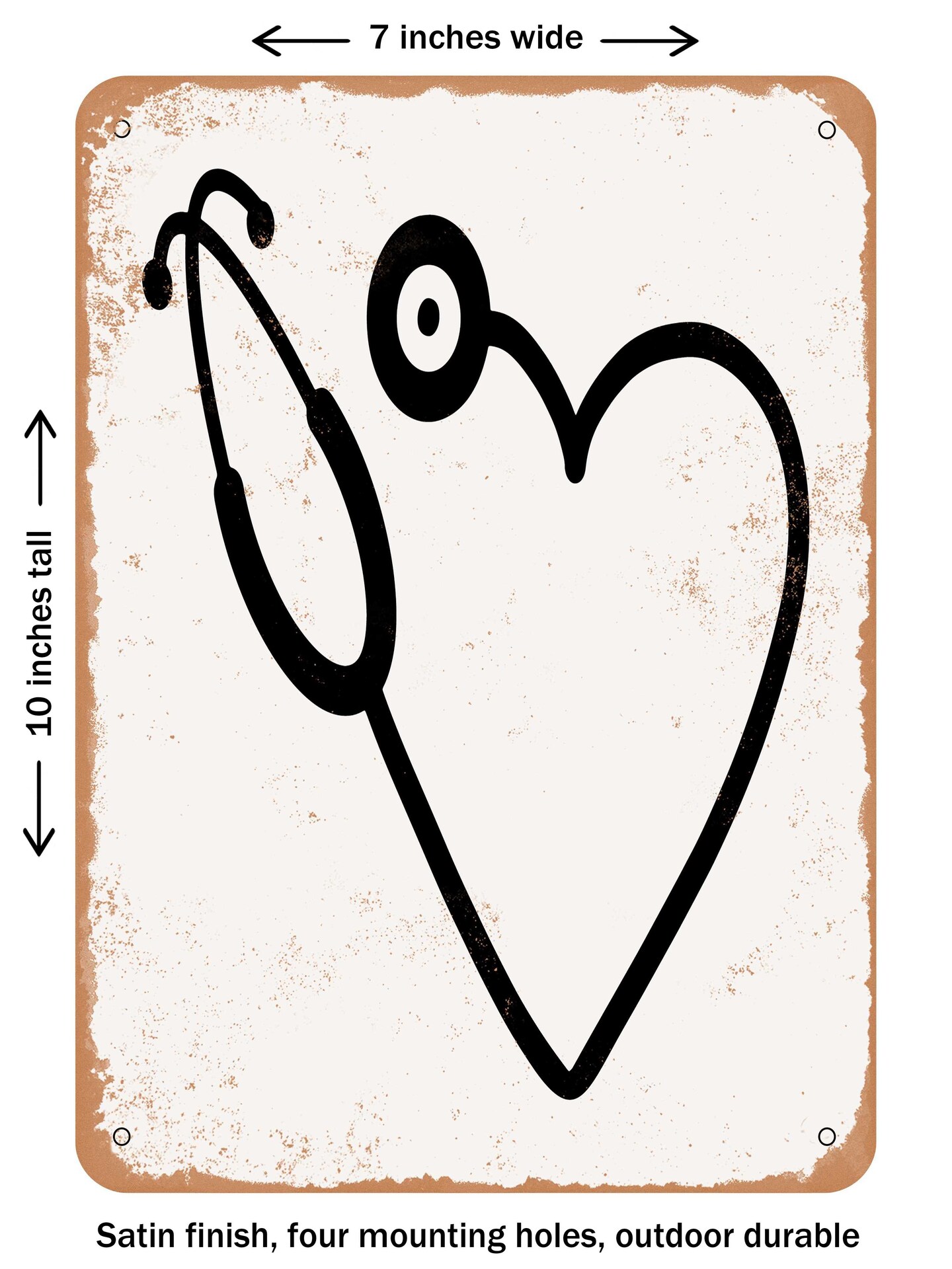 DECORATIVE METAL SIGN - Stethoscope Heart - Vintage Rusty Look | Michaels