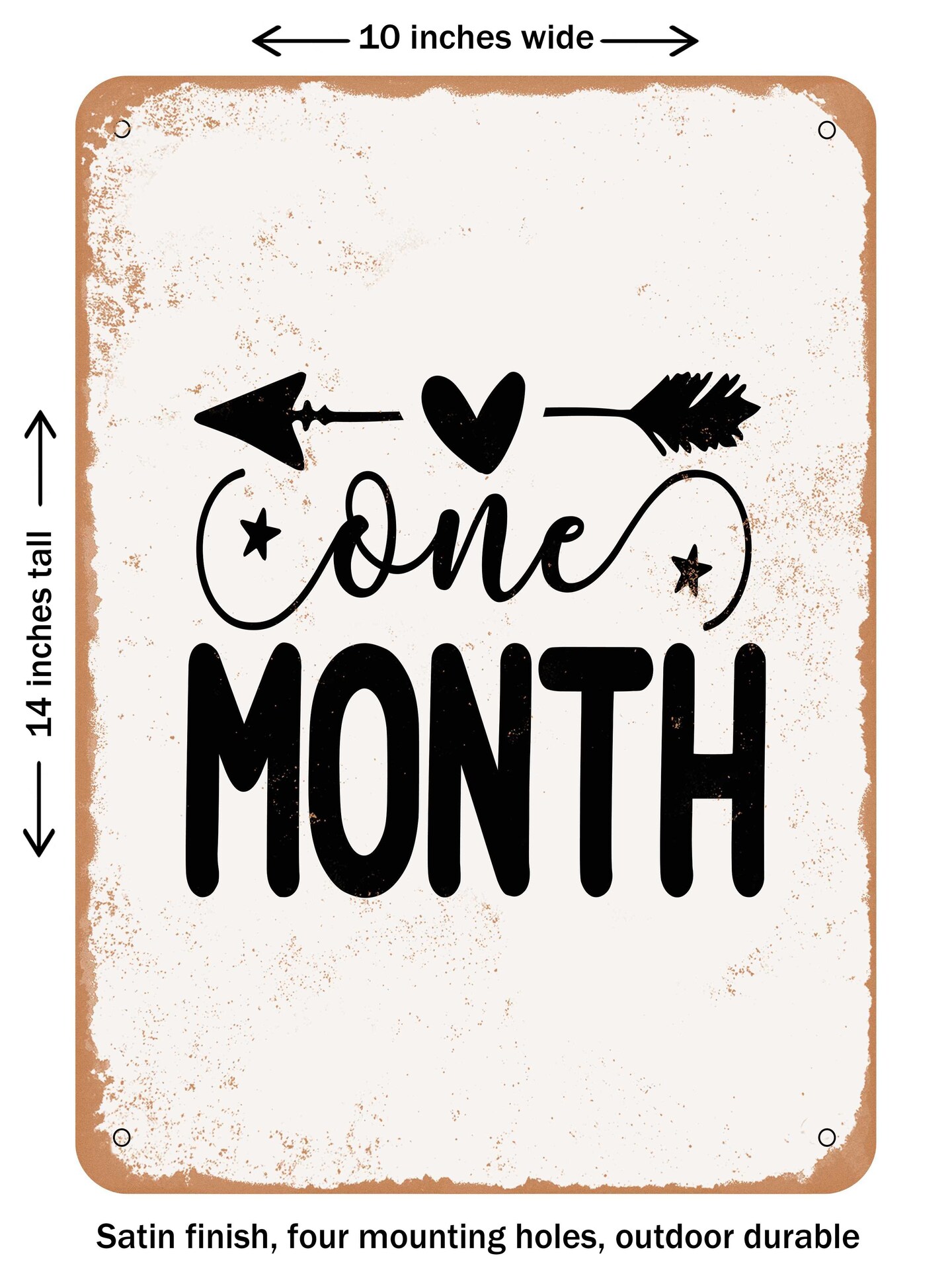 DECORATIVE METAL SIGN - One Month - 2 - Vintage Rusty Look | Michaels