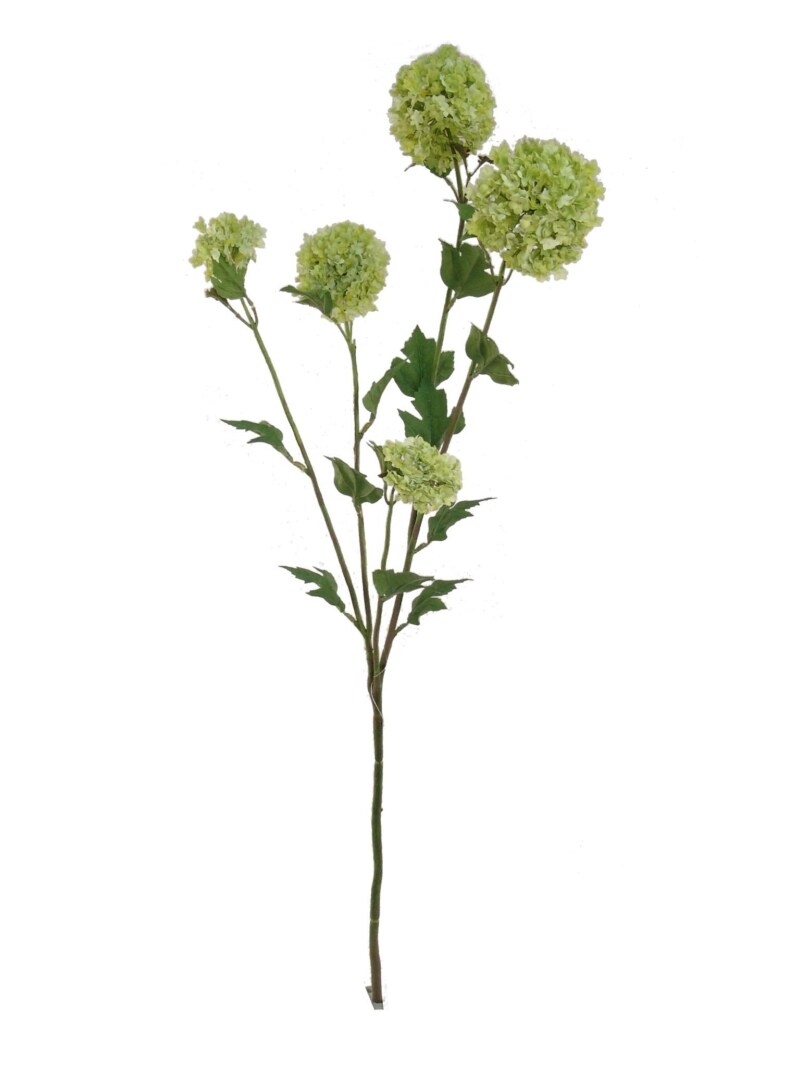 Set of 12: 38-Inch Green Silk Snowball Branch Spray with Lifelike Blooms & Foliage | Floral ...