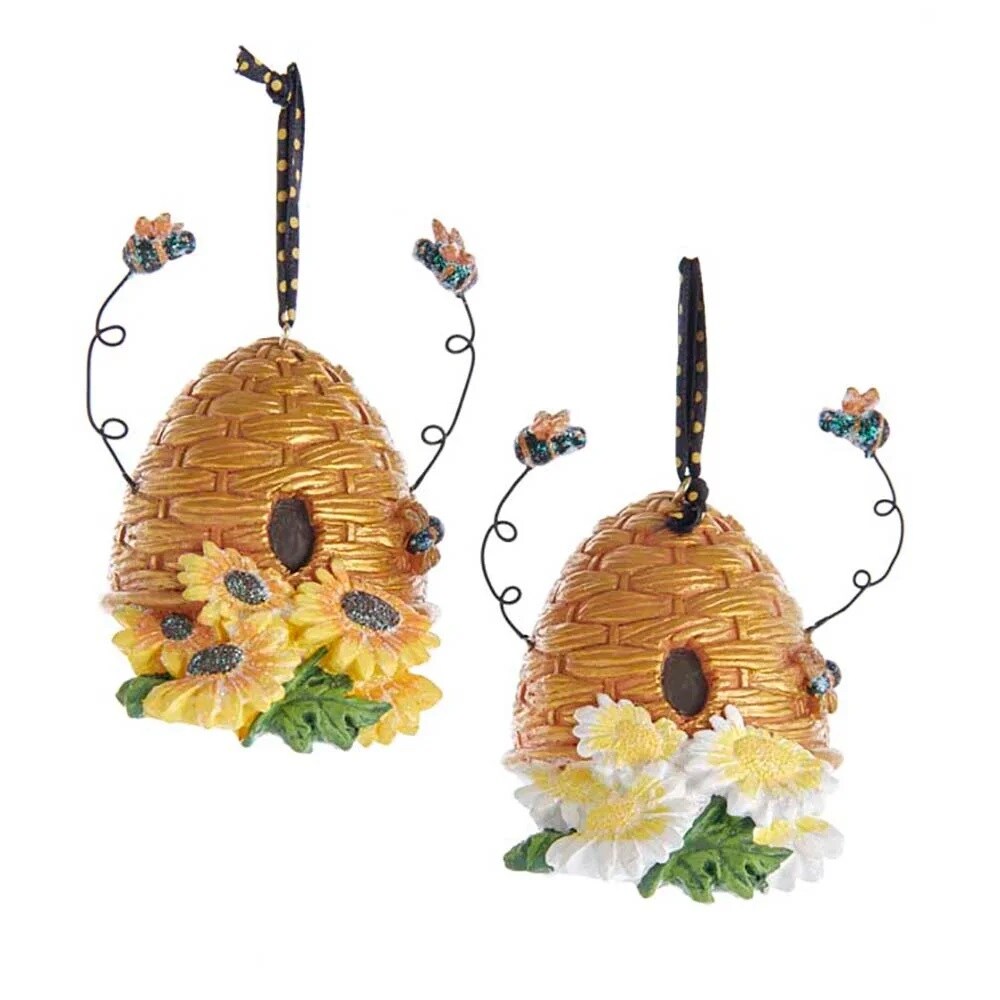 KSA Pack of 12 Yellow and Black Beehive with Sunflower Christmas ...