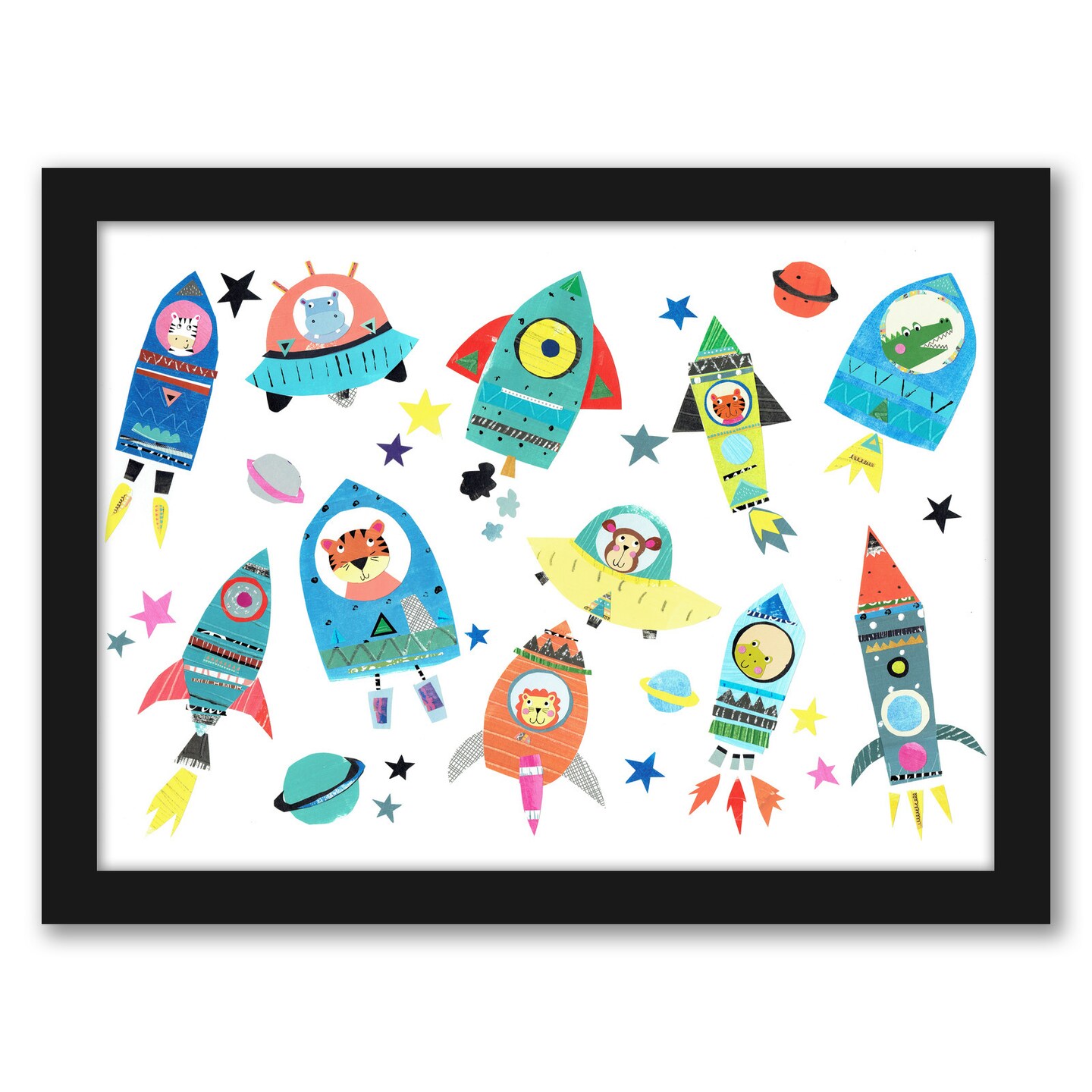 Cute Space Ships With Animals by Liz And Kate Pope Frame - Americanflat ...