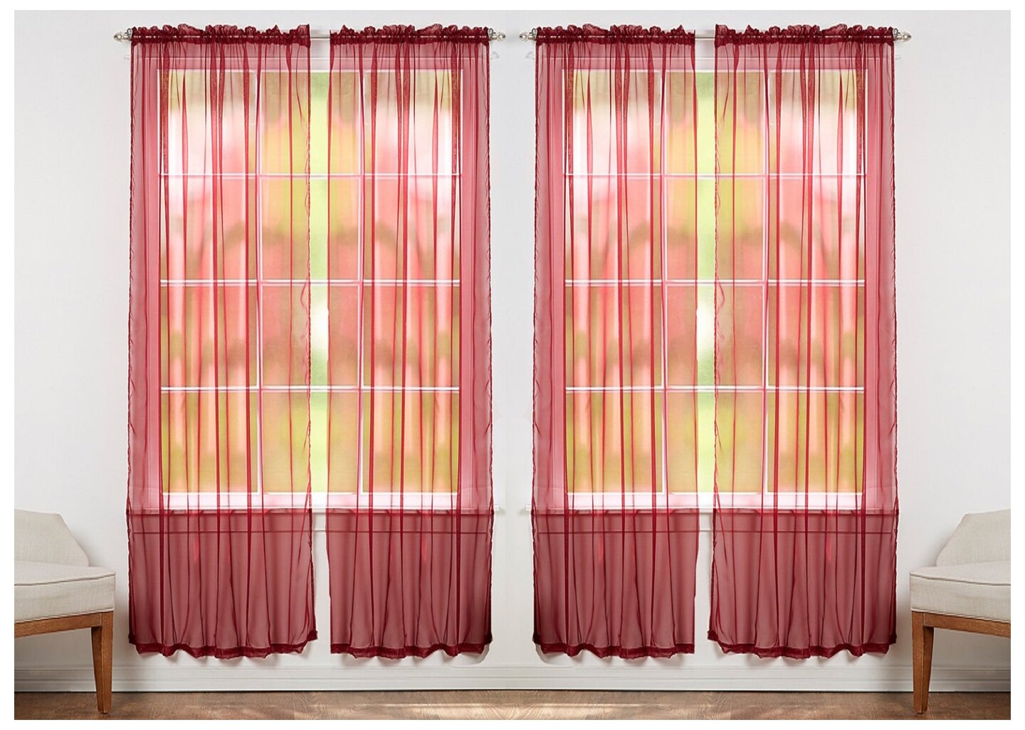 J&V TEXTILES 4-Pack Value: Solid Sheer Window Curtain Panels | Michaels