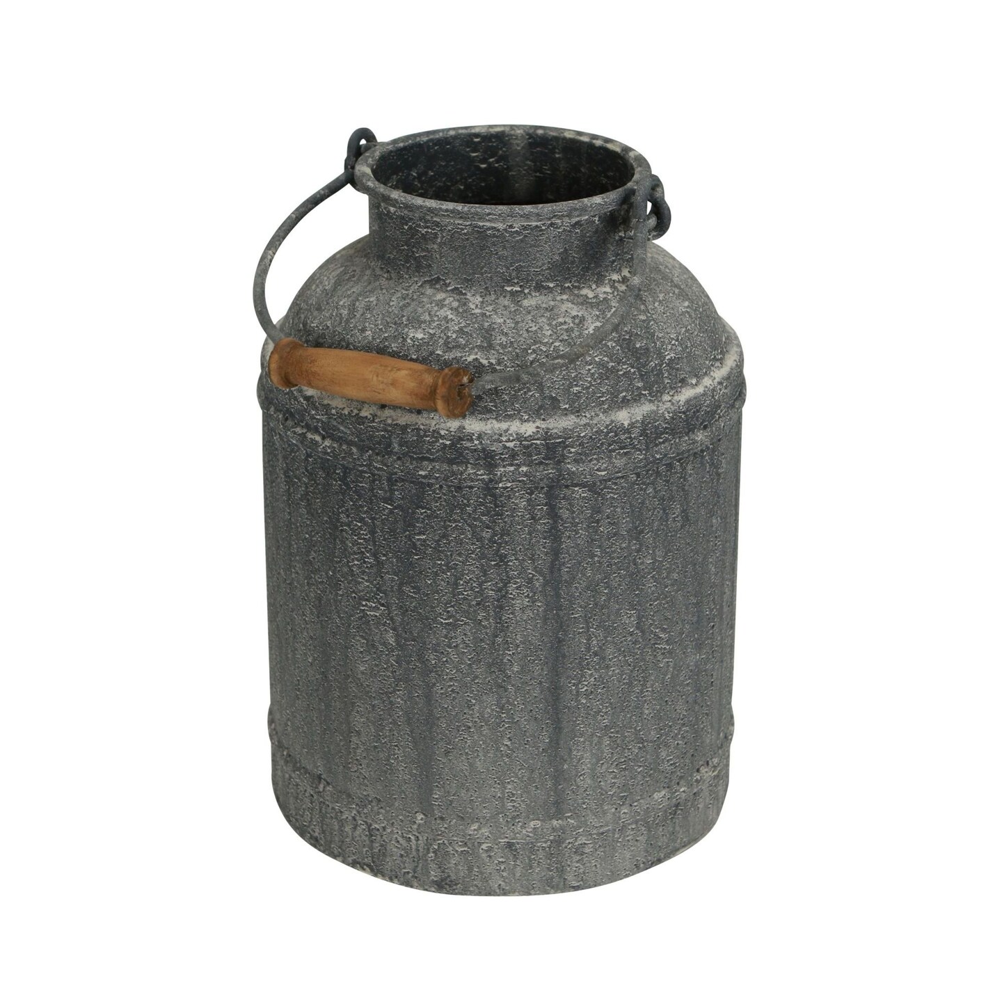 Contemporary Home Living 11" Gray Cylindrical Galvanized Rustic Milk ...