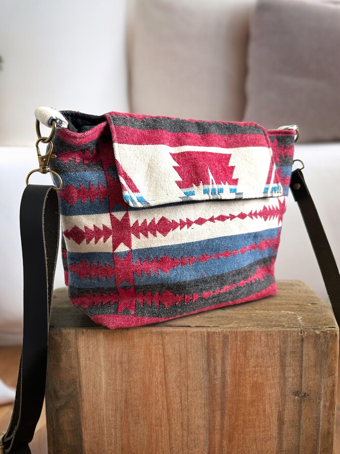 Stylish Western Crossbody Bag with Front Snap Enclosure and Leather ...
