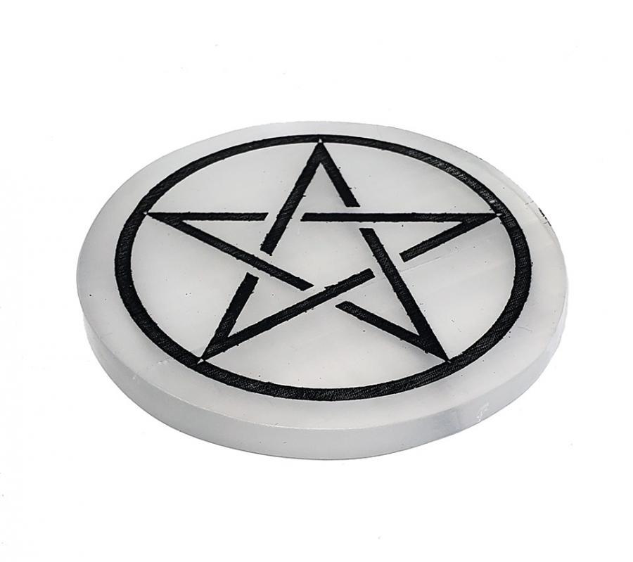 L03-43-COAST-WP Selenite Coaster|Altar Tile - Pentagram 3" | MakerPlace ...