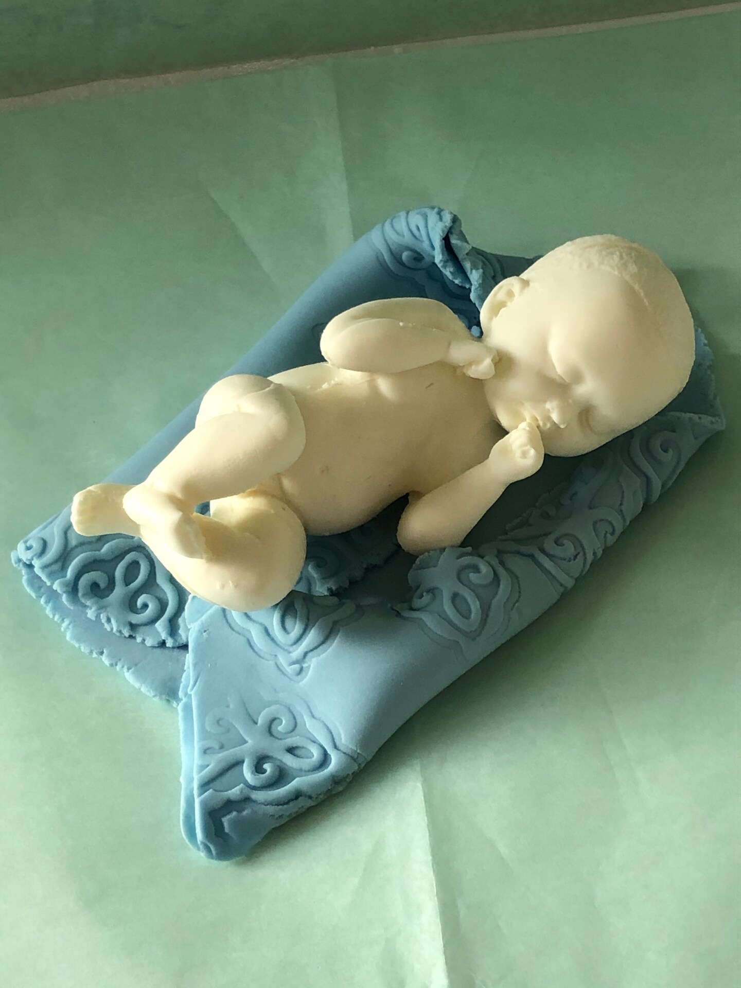 Chocolate new born baby Boy. 3D solid piece of white chocolate cake ...