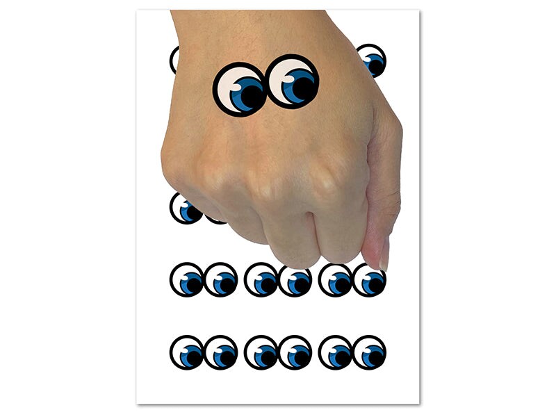 Cute Cartoon Eyes Looking to Side Temporary Tattoo Water Resistant Fake ...