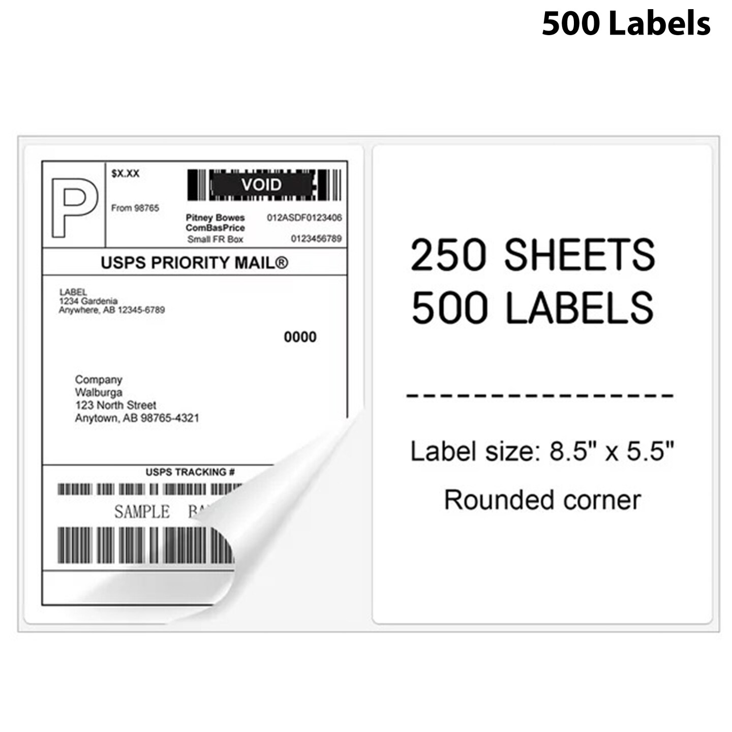 Half Sheet Shipping Labels 8.5" x 5.5" Optimized Solutions for Laser ...