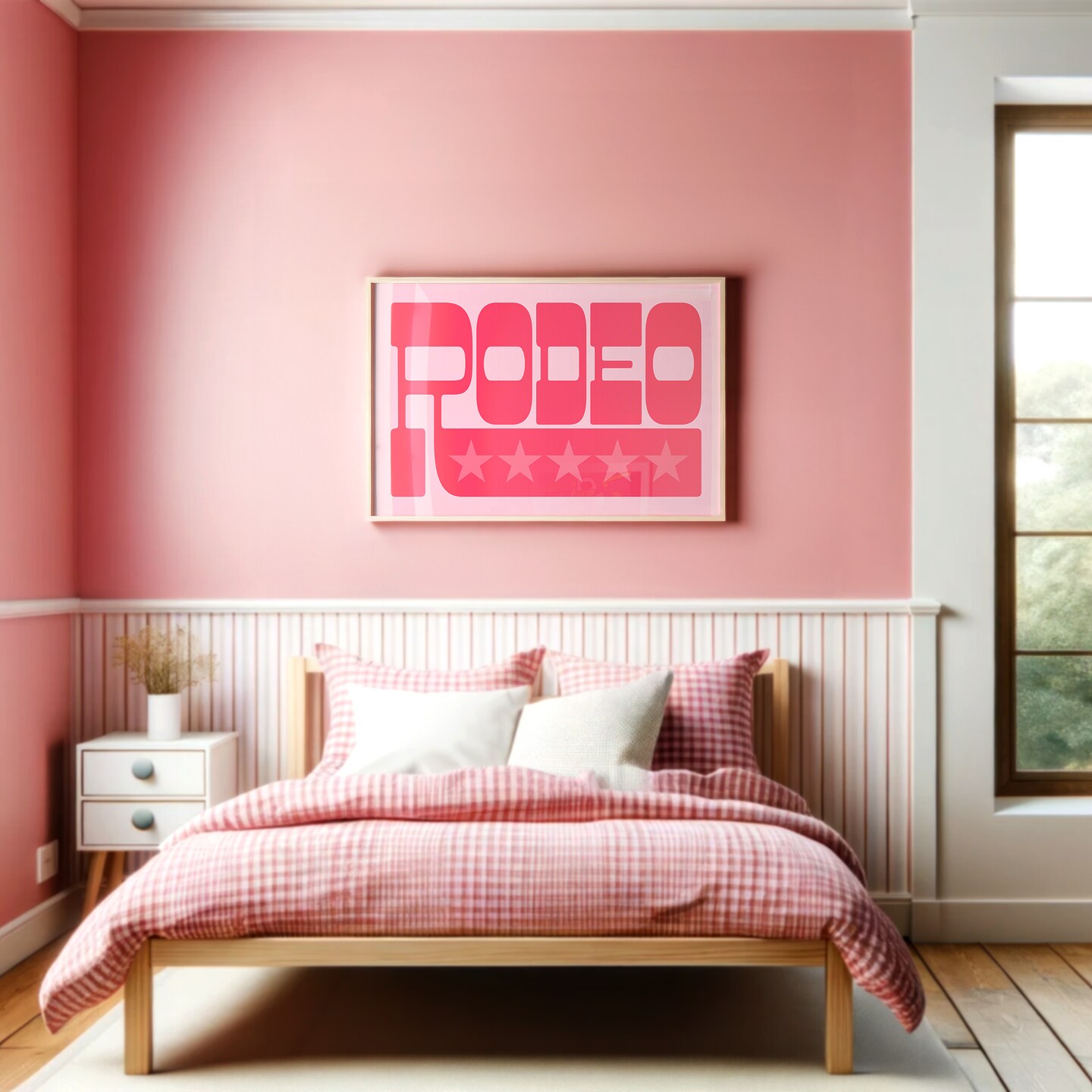 Rodeo Typography Poster Gift for Cowgirl Pink Western Wall Art ...