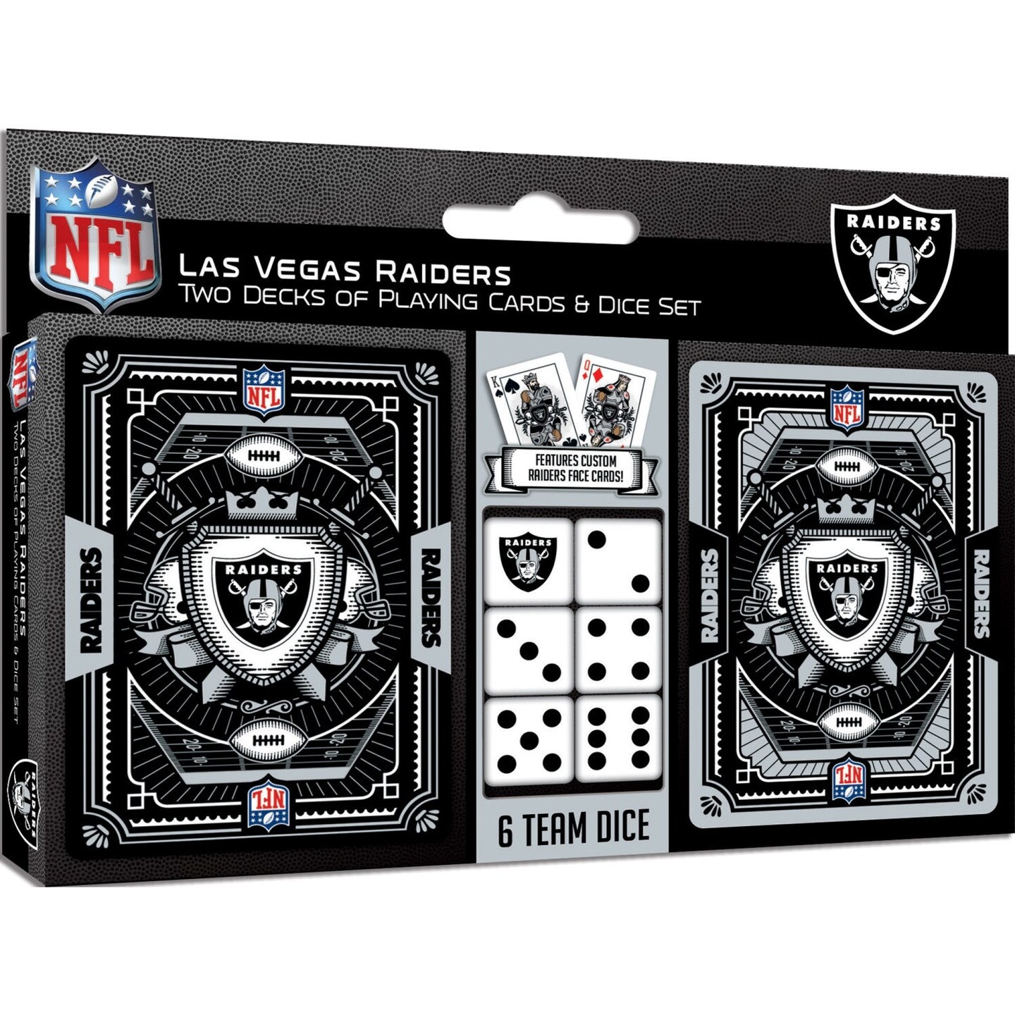 MasterPieces Las Vegas Raiders - 2-Pack Playing Cards and Dice Set ...