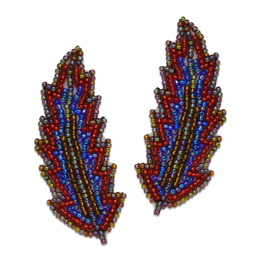 Native Inspired Feather Beaded Applique/Patch 2 Pack - 2 3/4" x 1 ...
