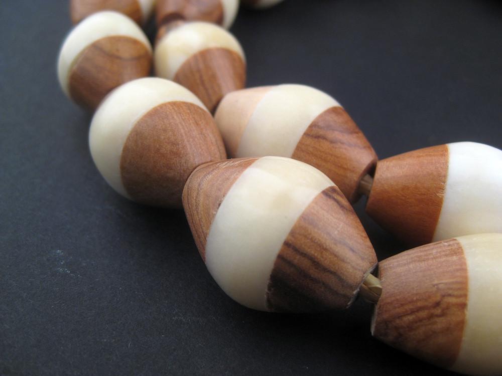 TheBeadChest Inlaid Ebony and Bone Tanzanian Bicone Beads 20mm African ...