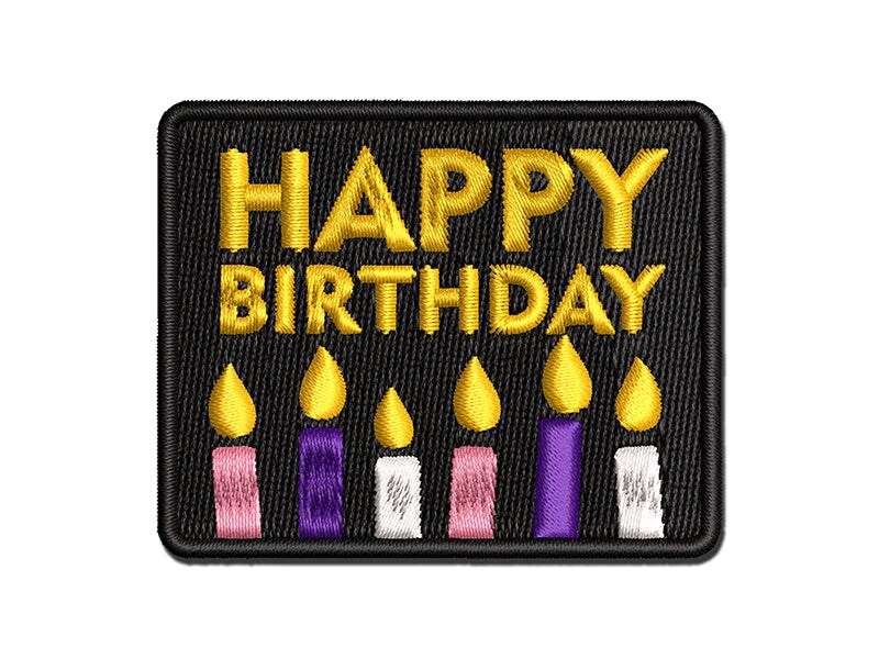 Happy Birthday Candles Fun Celebration Multi-Color Embroidered Iron-On ...