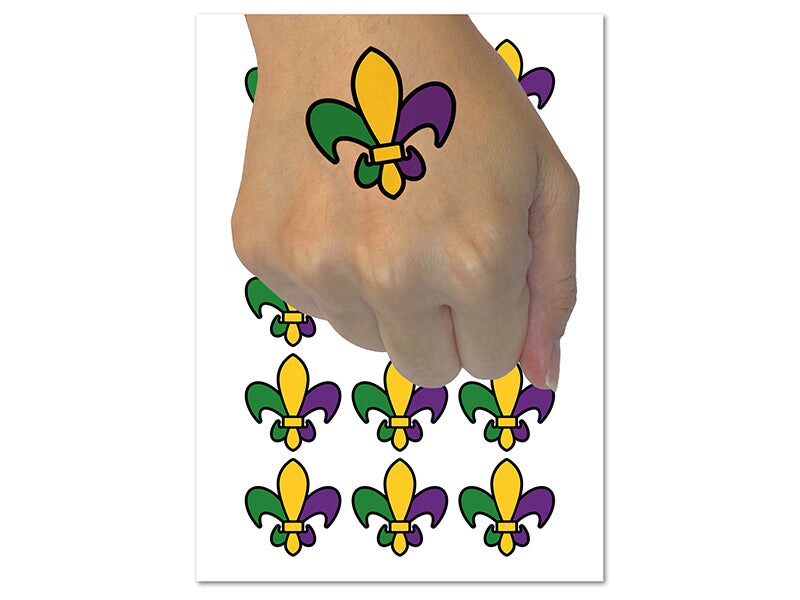 Fleur De Lis French Mardi Gras Elegant Temporary Tattoo Water Resistant ...