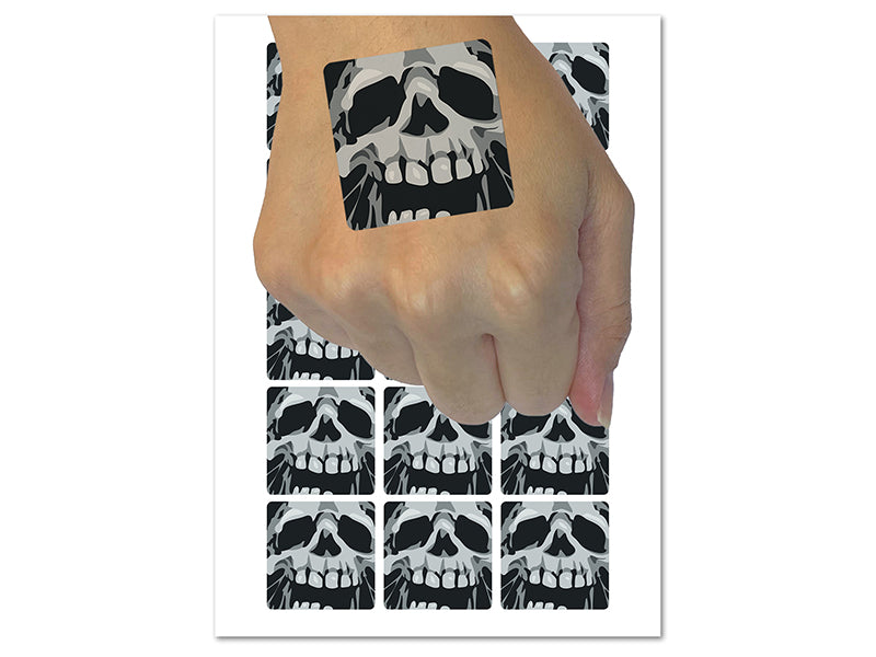Negative Skull Spooky Bone Face Halloween Temporary Tattoo Water ...